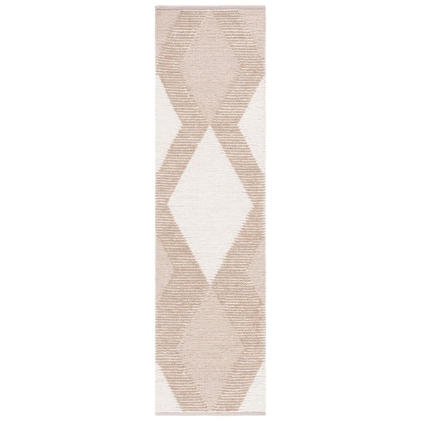 SAFAVIEH Natura 2 ft. x 8 ft. Natural/Ivory Abstract Diamond Runner Rug ...