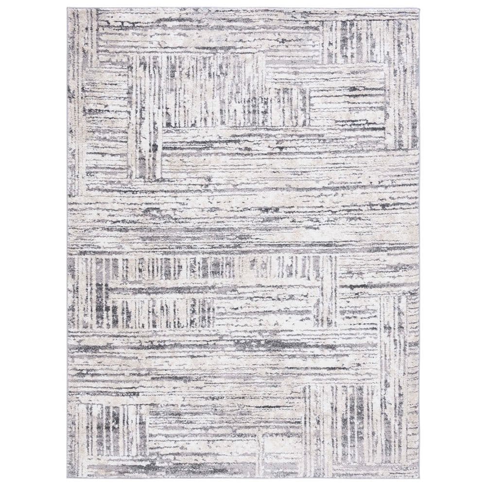 SAFAVIEH Opal 5 ft. x 8 ft. Ivory/Dark Gray Geometric Marle Area Rug ...