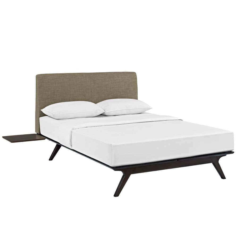 MODWAY Tracy Cappuccino Latte Brown Wood Frame Queen Platform Bed with ...