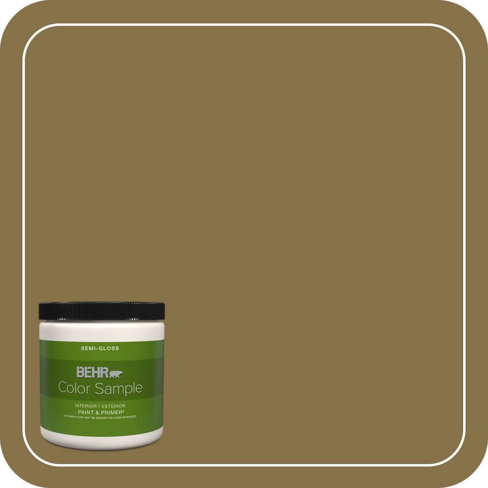 BEHR PREMIUM PLUS 8 oz. #S320-7 African Plain Semi-Gloss Interior ...