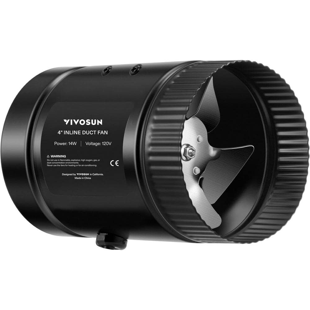 VIVOSUN 100 CFM 4 in. Inline Booster Duct Fan with Low Noise in Black ...