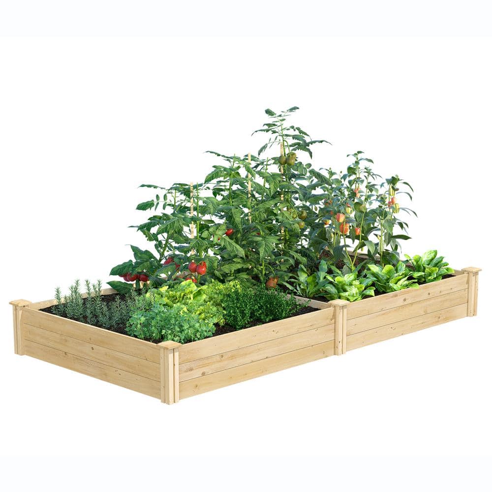 Greenes Fence Original Natural Wood Cedar Rectangle Raised Garden Bed ...