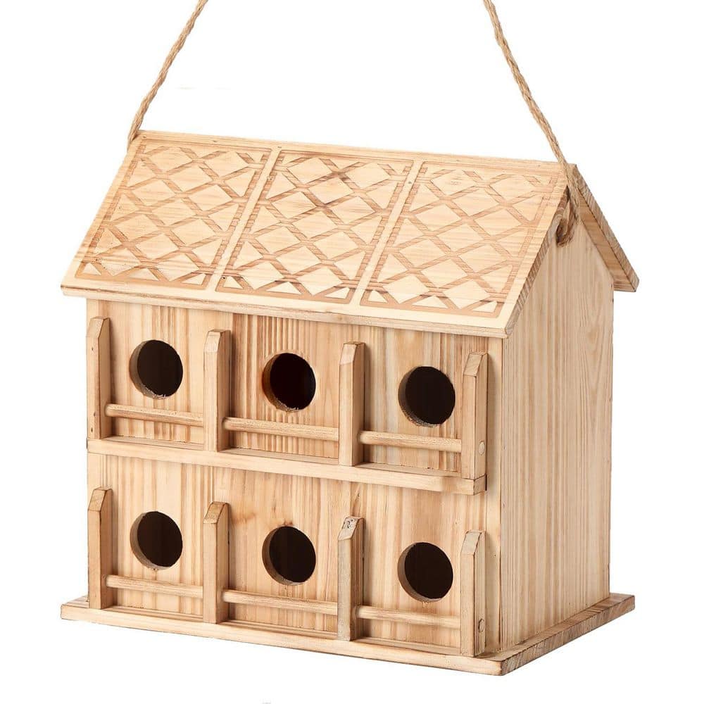 .N/A Wooden Bird House Outdoor 12 Hole Large Birdhouses for Garden Yard ...