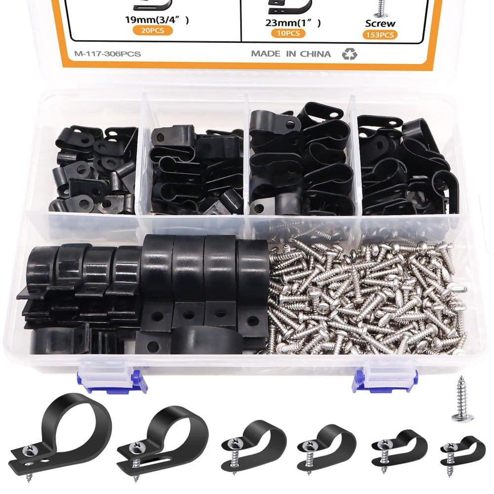 Yichuhaoxi Wire Clips Assortment Kit R-Type Nylon Plastic Cable Clamps ...