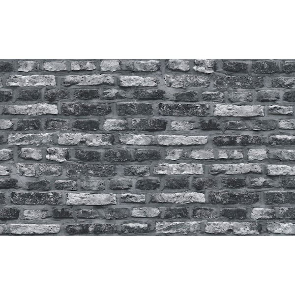 Bricks and More Collection Black Realistic Brick Matte Finish Vinyl on ...