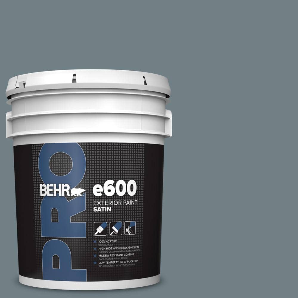 BEHR PRO 5 gal. #BXC-48 Courtyard Blue Satin Exterior Paint PR64305 ...