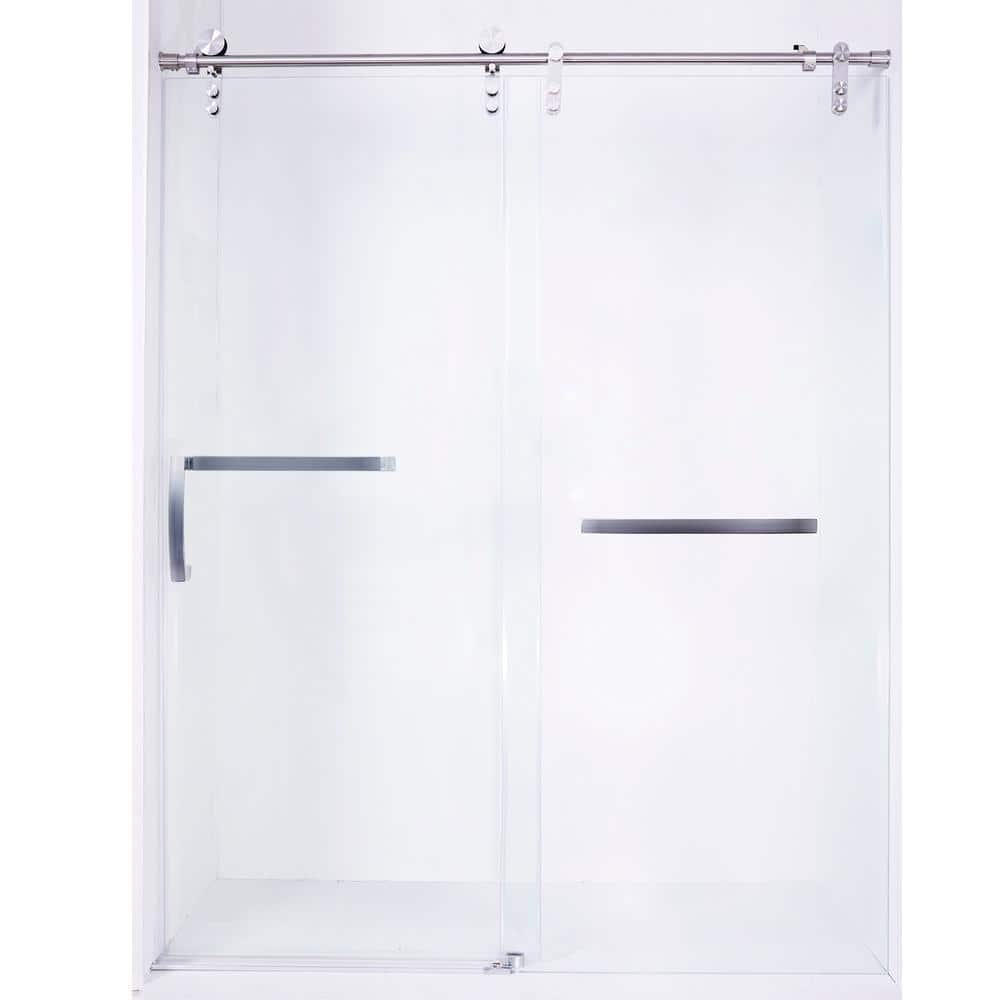 TCYO 60 in. W x 76 in. H Sliding Frameless Shower Door in Brushed ...
