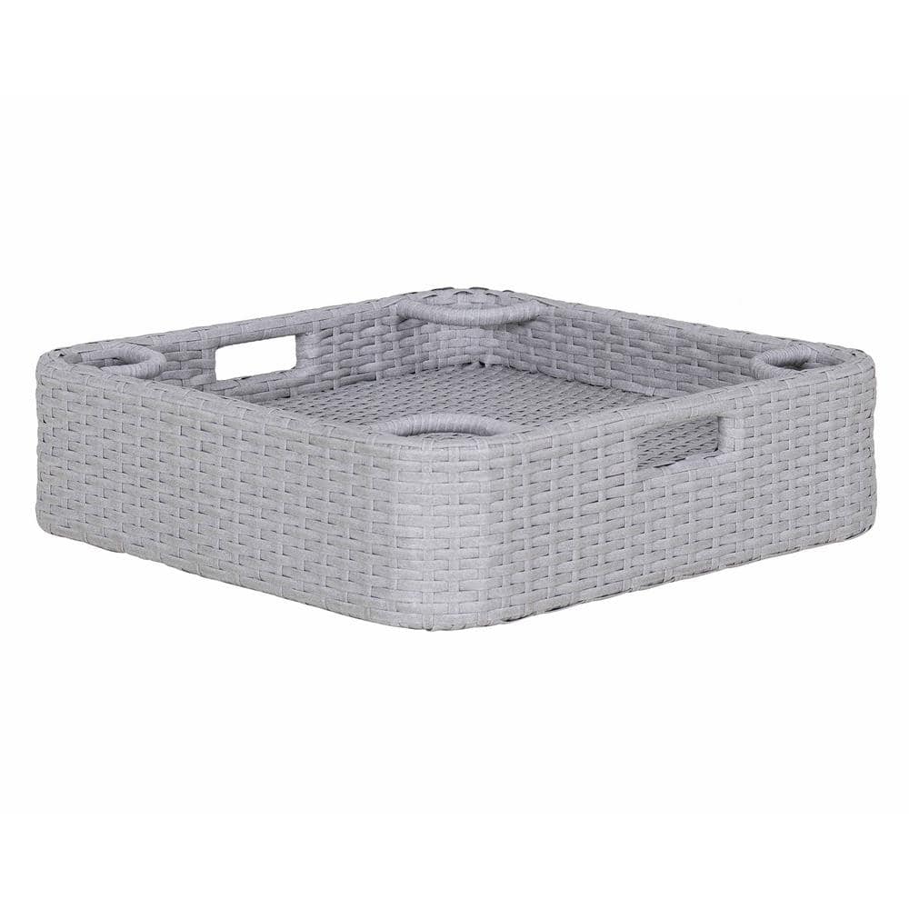 Sunjoy Grey 24 in. x 24 in. Floating Tray for Pool Wicker Serving Table ...
