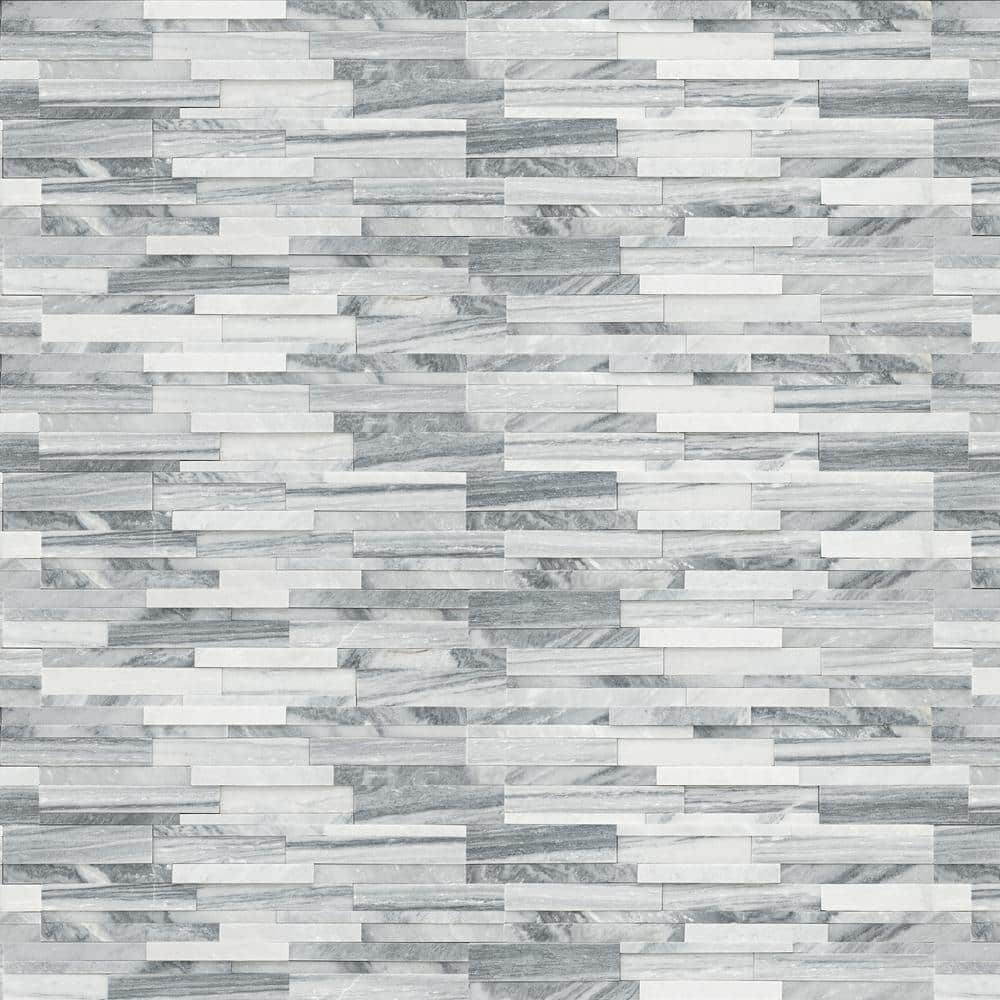 MSI Alaska Gray 3D Ledger Panel 6 in. x 24 in. Honed Marble Wall Tile ...