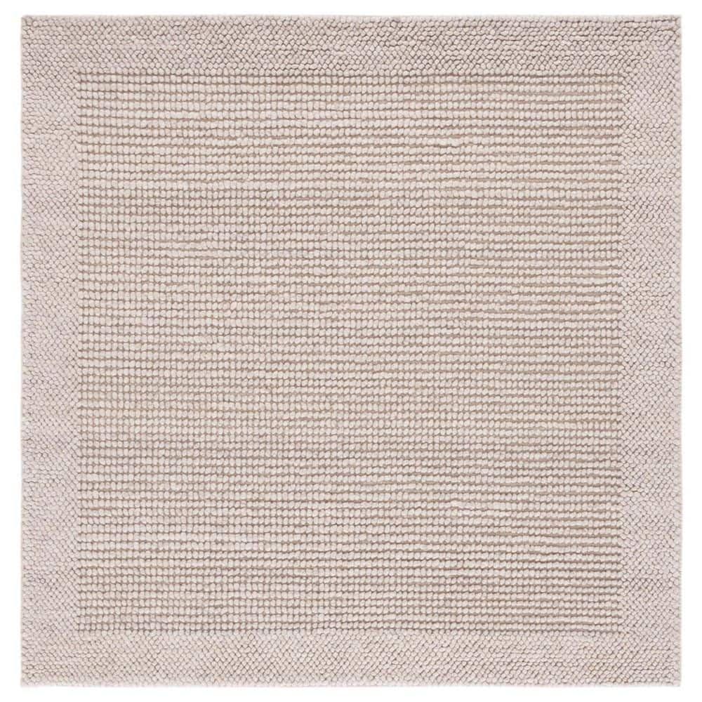 SAFAVIEH Natura 3 ft. x 3 ft. Beige Solid Border Square Area Rug ...