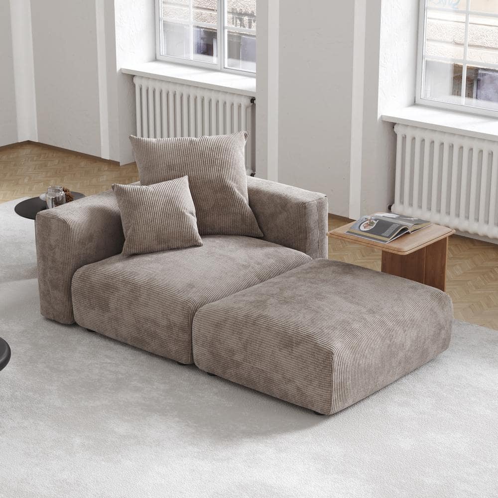 Magic Home 75 in. Square Arm Oversized 2-Piece Corduroy Deep Seat ...