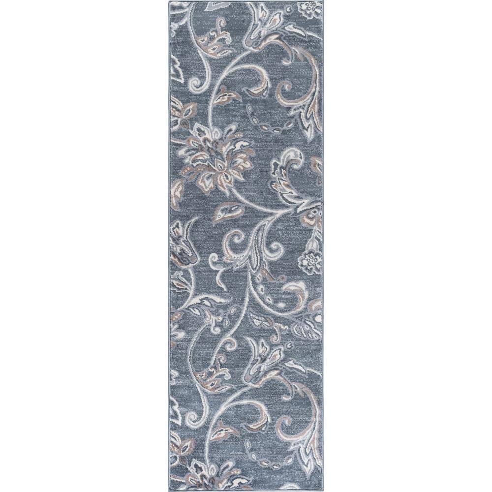 Tayse Rugs Madison Floral Dark Gray 2 ft. x 10 ft. Indoor Runner Rug ...