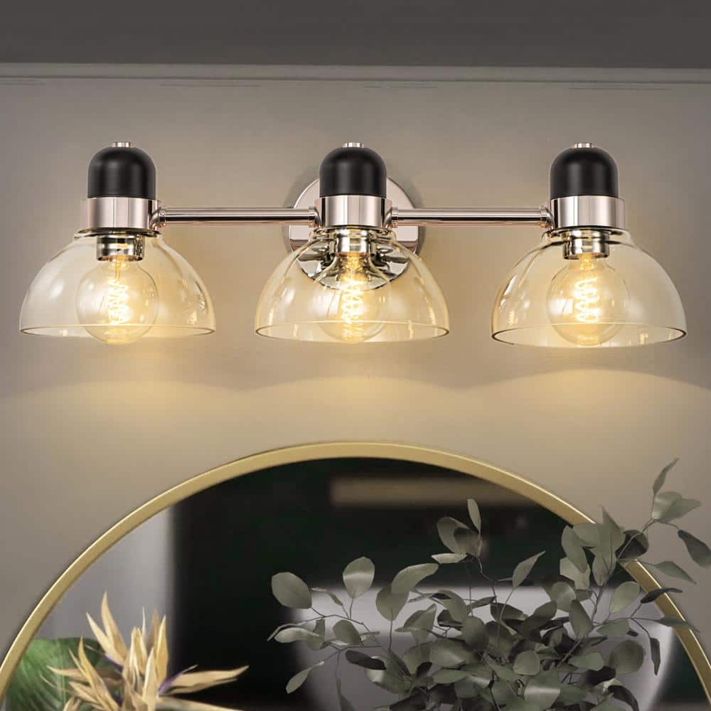 Rennnsan Kyle 24.4 in. 3-Light Polished Nickel Dimmable Vanity Light ...