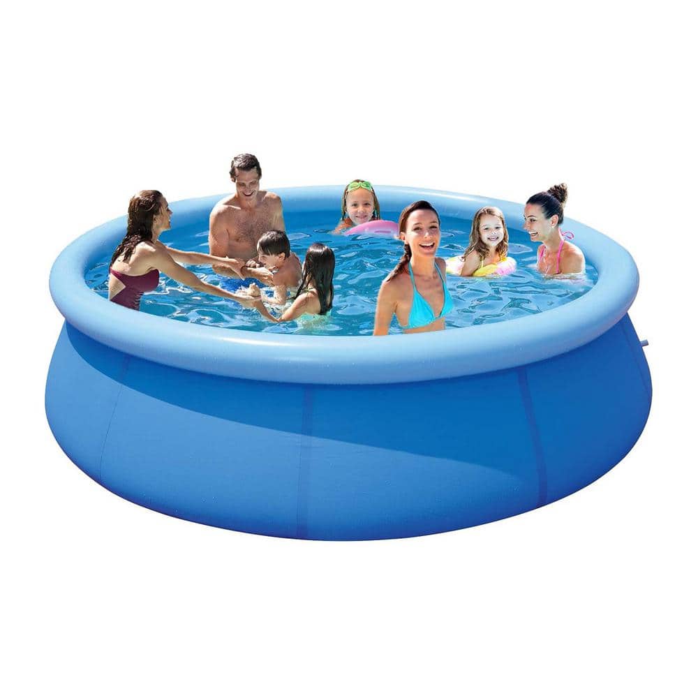 Sudzendf 10 ft. x 30 in. Round Blue Inflatable Pool Swimming Pool Above ...
