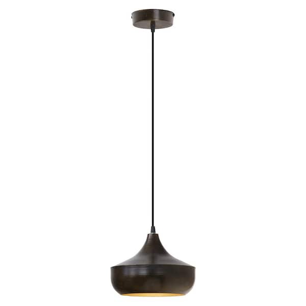 River of Goods Luke 1-Light Bronze Hanging Pendant Light with Metal ...