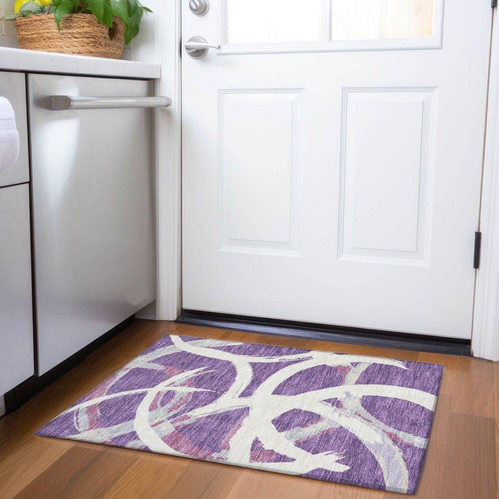 Addison Rugs Mayfield Premium Machine Washable Abstract AMF1022 Purple ...