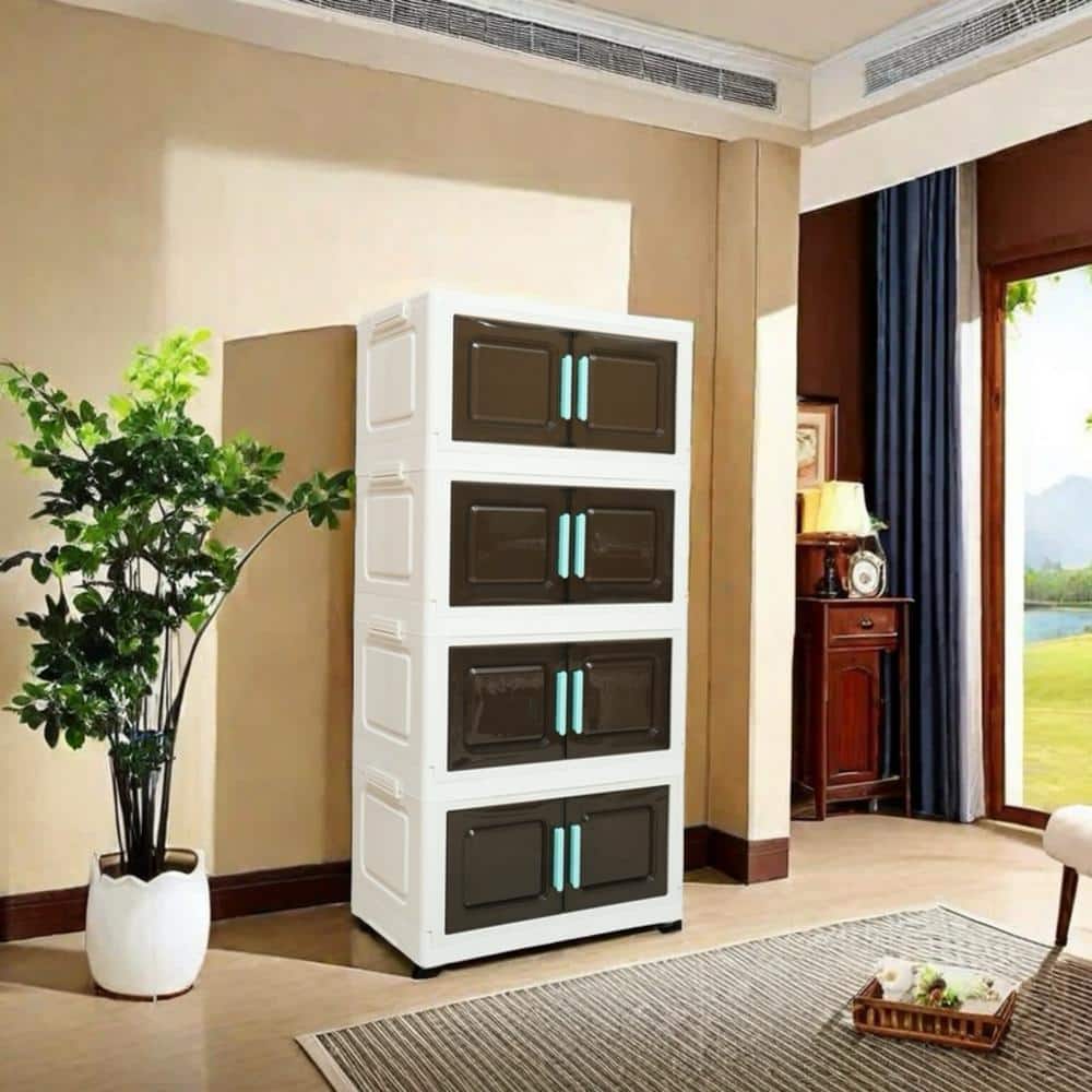 Tileon 4-Tier Plastic Storage Bins with Lids-23.6 in. Extra Large ...