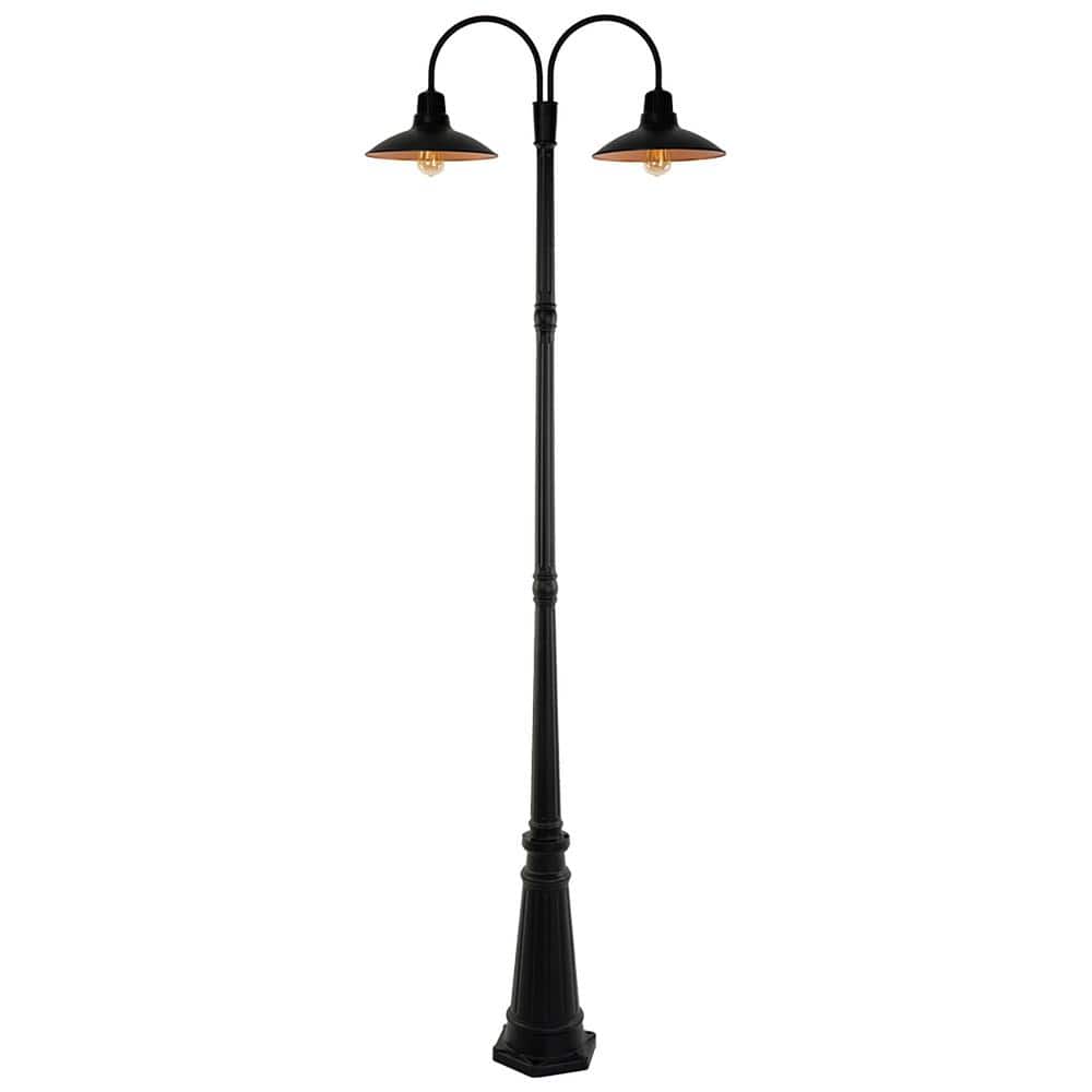 LUTEC 2-Lights Black Steel Not-motion Sensing Hardwired Outdoor Weather ...