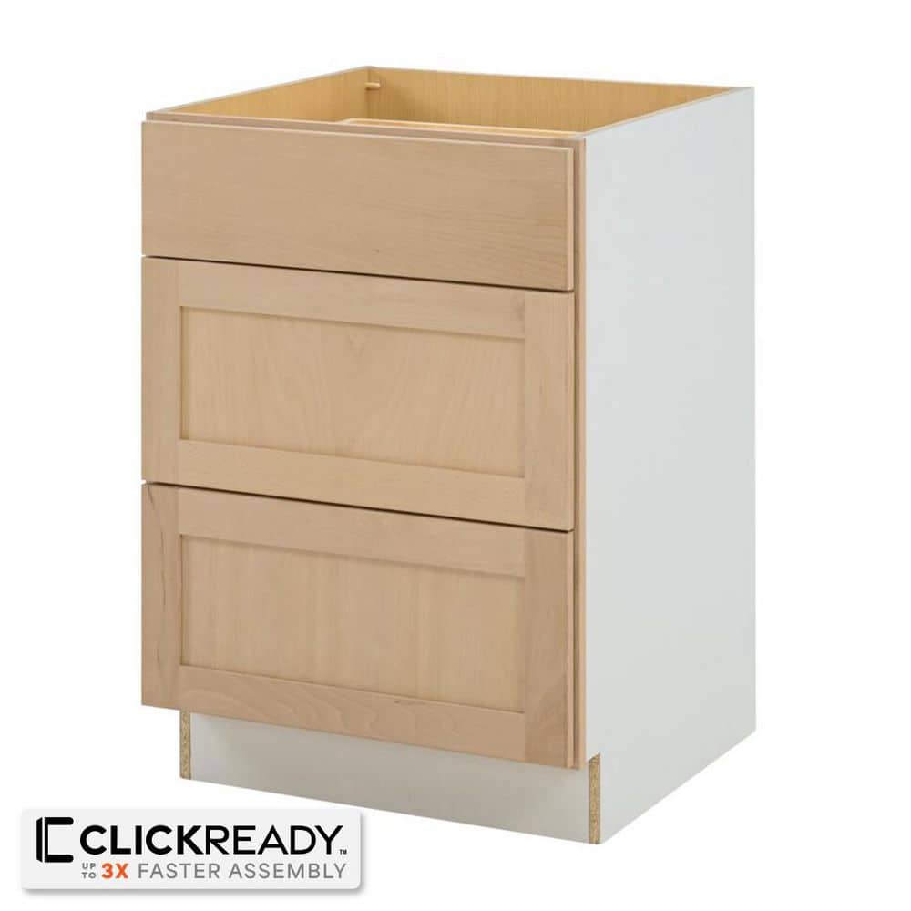 Hampton Bay 24 in. W x 24 in. D x 34.5 in. H Ready to Assemble Drawer Base Kitchen Cabinet in ...