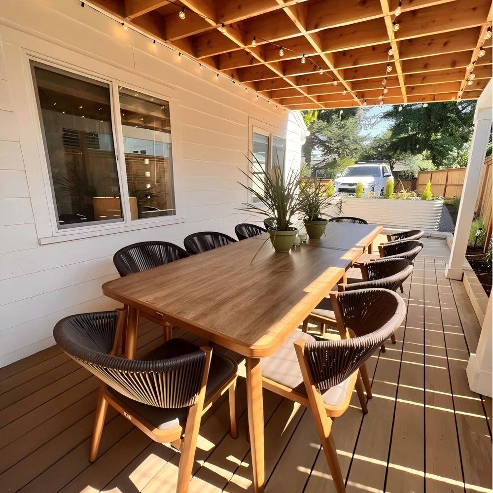 PURPLE LEAF 11-Piece Aluminum Wicker Dining Table and Chairs Patio ...