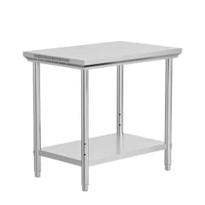 Karl home Silver Stainless Steel Kitchen Prep Table with Shelf ...