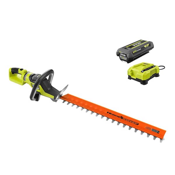 RYOBI 40V HP Brushless 26 in. Cordless Battery Hedge Trimmer with 2.0 Ah Battery and Charger RY40640 The Home Depot