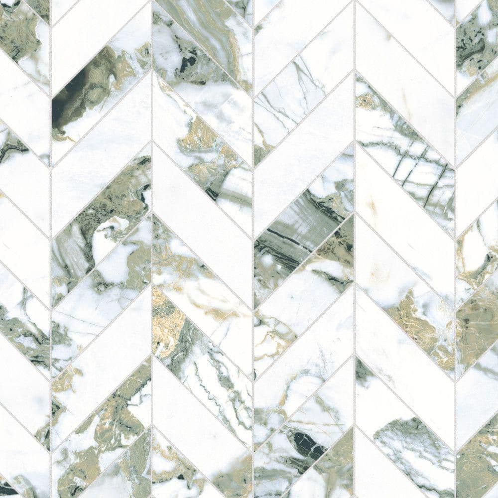 Merola Tile Touche Chevron Jade 12 in. x 12 in. Porcelain Floor and ...