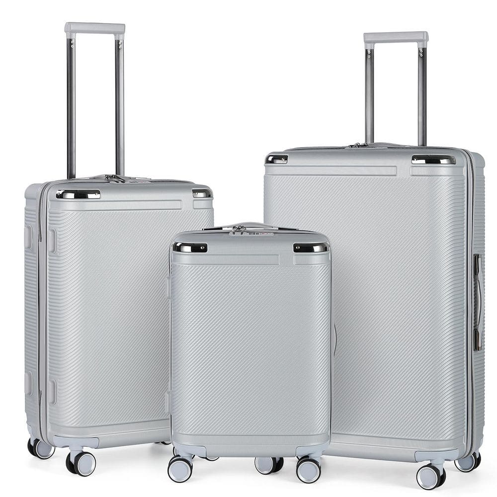HIKOLAYAE 3-Piece Luggage Set of Portable Lightweight Hard Side ...