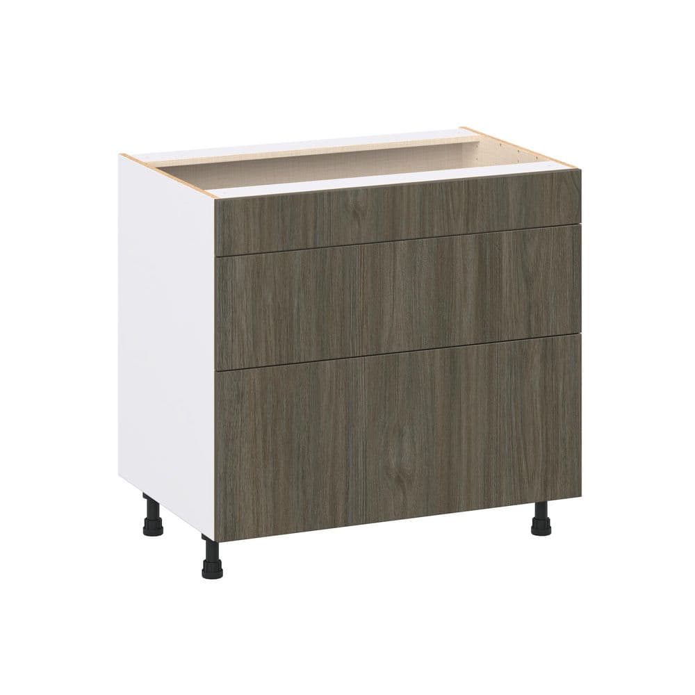 J COLLECTION Timberline Slab Walnut Assembled Base Kitchen Cabinet for ...