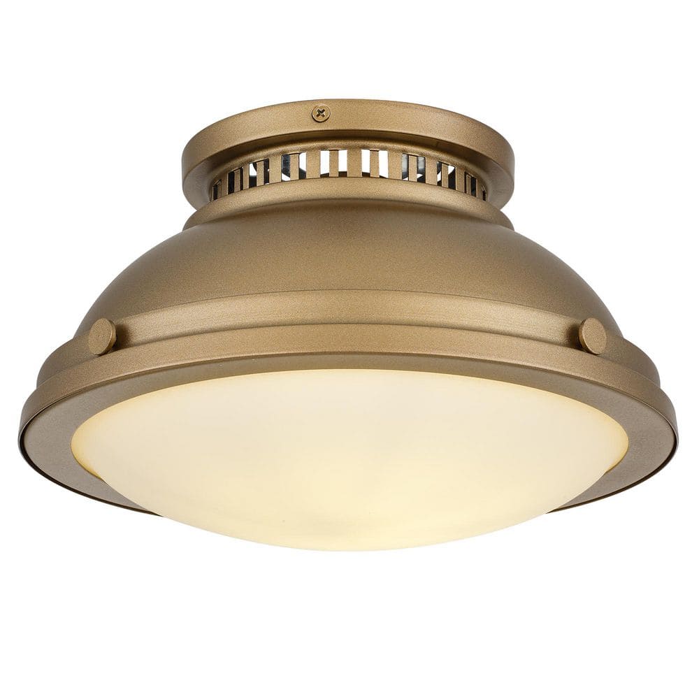 BRIXON London 11-in. 1-Light Vintage Polished Brass Flush Mount Bulb Not Included BFM0024-D-PB ...