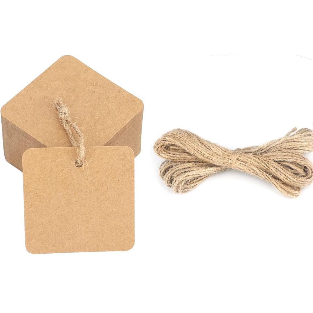 Kraft Paper Gift Tags with String 2. 2x2. 2 inches Blank Brown Hang ...