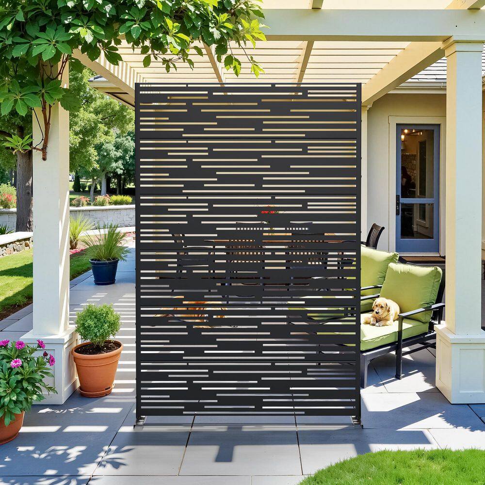 Lirago 72 in. x 47 in. Outdoor Metal Privacy Screen Garden Fence in ...