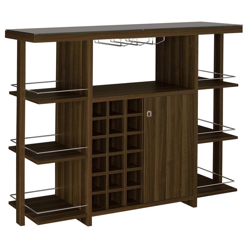Coaster Evelio Walnut Bar Unit with Wine Bottle Storage 100439 - The ...