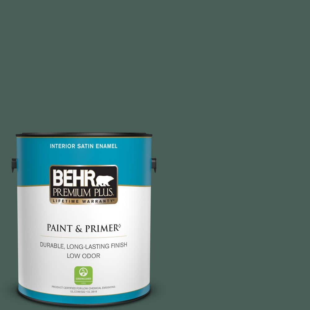 BEHR PREMIUM PLUS 1 gal. #M440-7 Rainforest Satin Enamel Low Odor ...