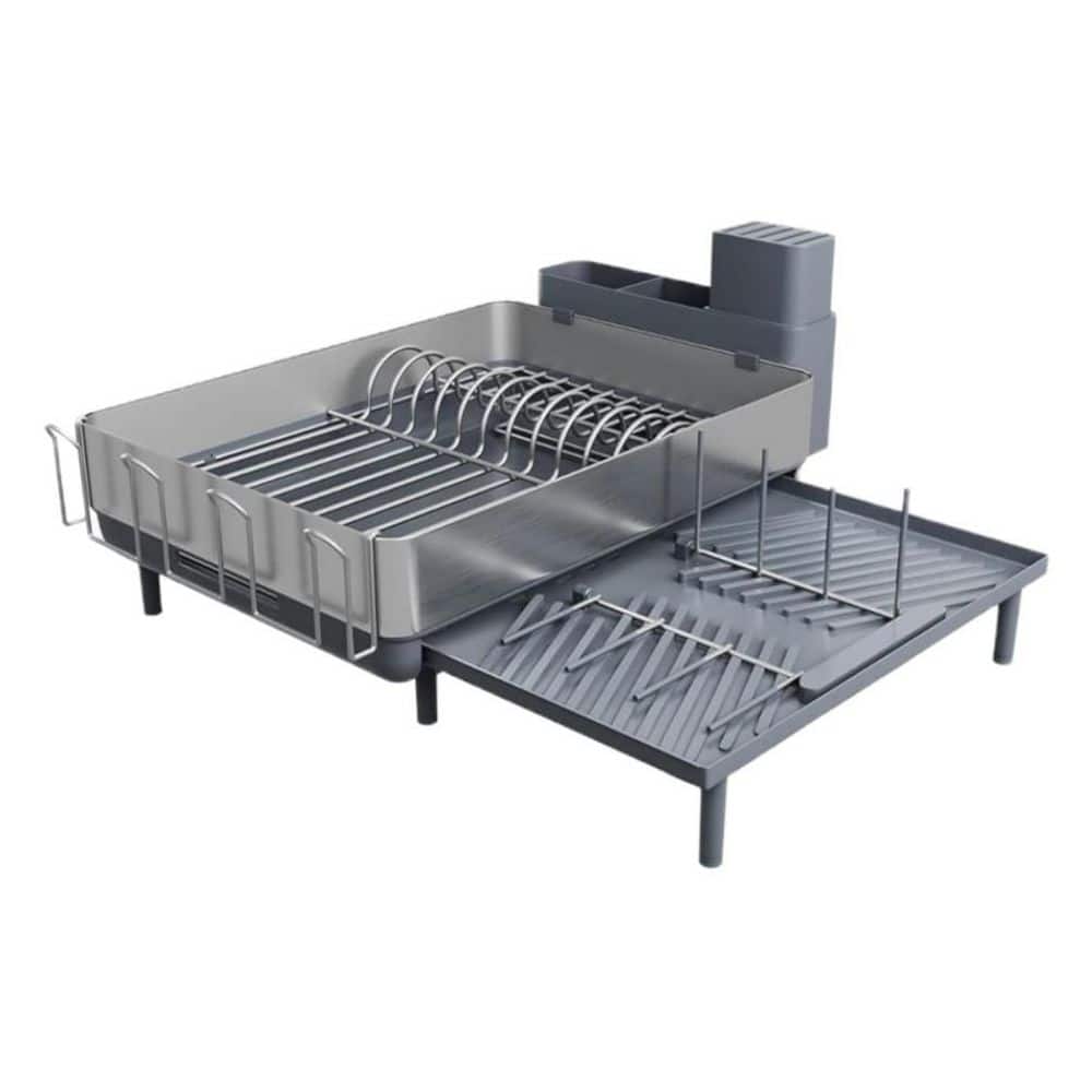 Wudkey Gray Stainless Steel Dish Drying Rack, Expandable Dish Rack with ...