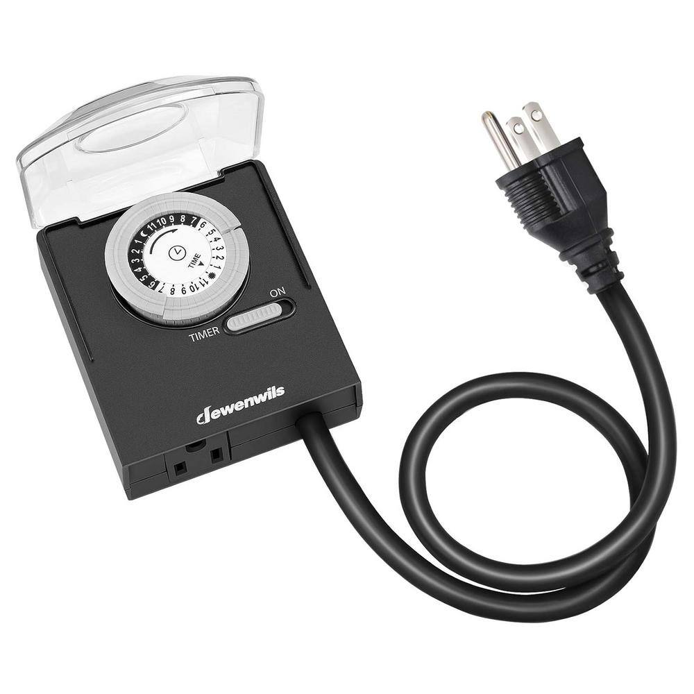 DEWENWILS 24 Hour Mechanical Outdoor Light Timer With 2 Ft Long Cord