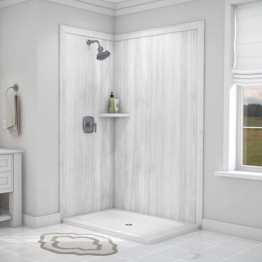 FlexStone Elegance 36 in. x 48 in. x 80 in. 7 Piece Easy Up Adhesive Corner Shower Wall Surround in Calypso SSK48367821CP The Home Depot