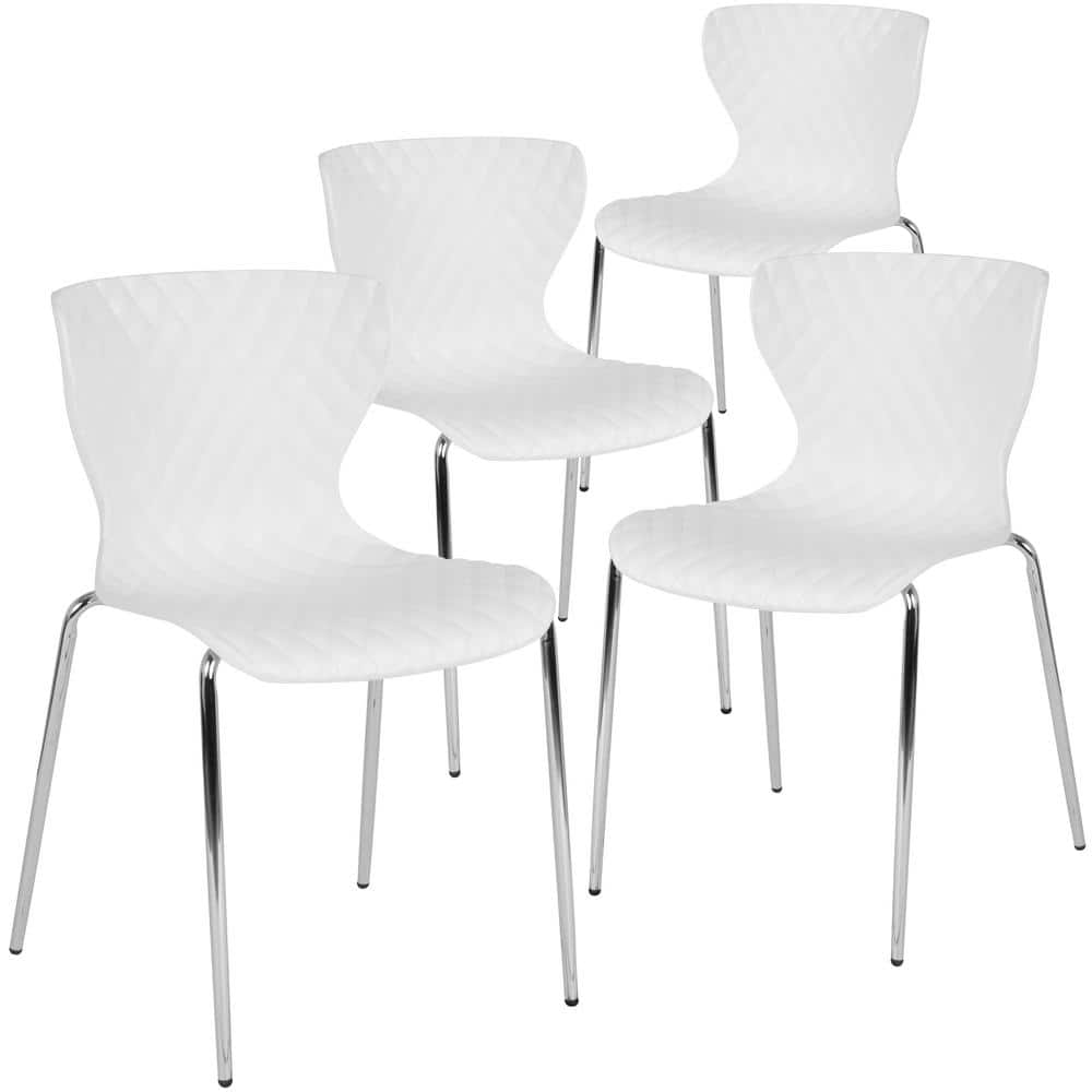 Carnegy Avenue Plastic Stackable Chair in White (Set of 4) CGA-LF ...