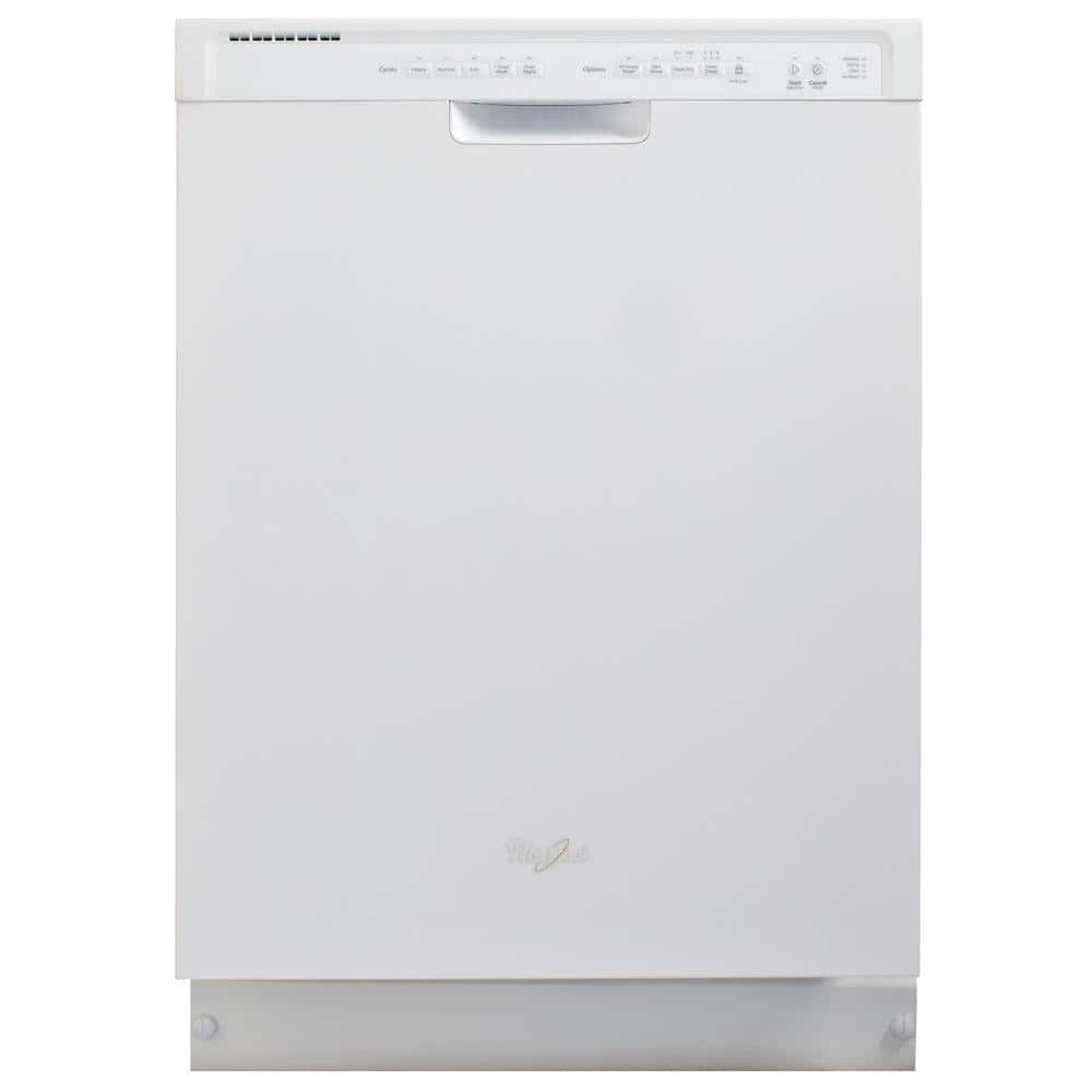 Whirlpool 24 in. White Front Control Tall Tub Dishwasher, 55 dBA ...
