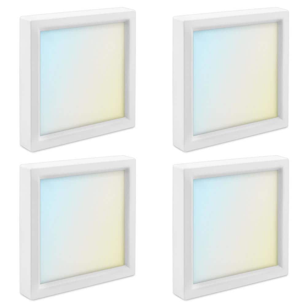 LUXRITE 4 in. Square White Modern Flush Mount Ceiling Light LED ...
