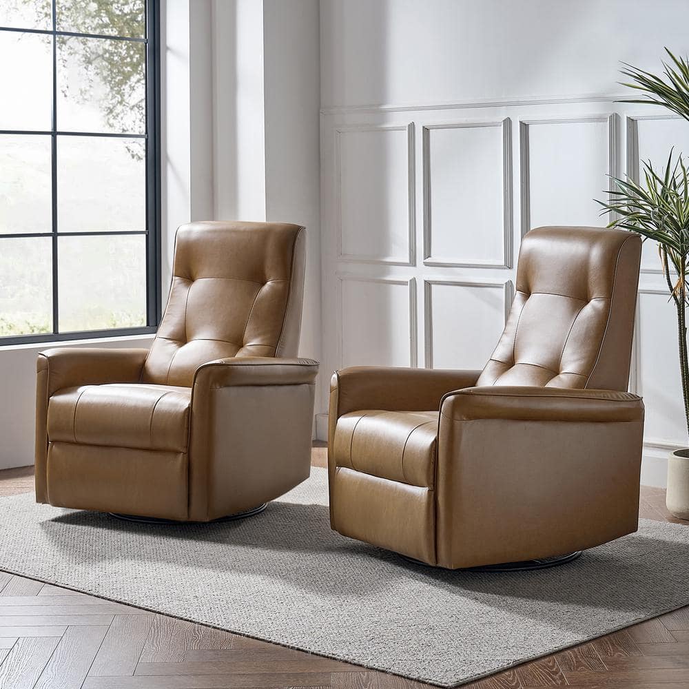 JAYDEN CREATION Urban Camel Vegan Leather Swivel Rocker Power Recliner ...