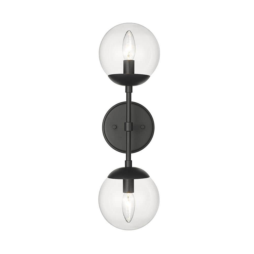 Millennium Lighting Avell 5.5 in. 2-Light Matte Black Sconce with Clear ...