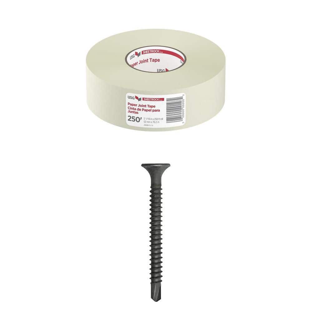 2-1/16 in. x 250 ft. Paper Drywall Joint Tape and #6 1-5/8 in. Drywall ...