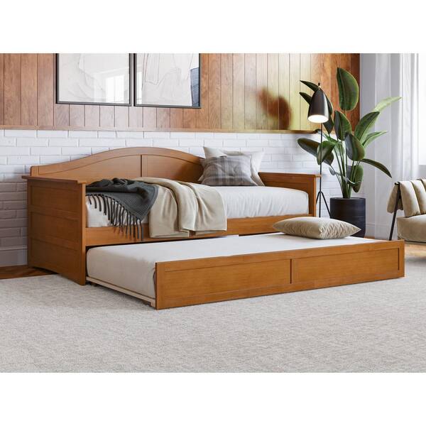 Natural wood daybed with trundle store