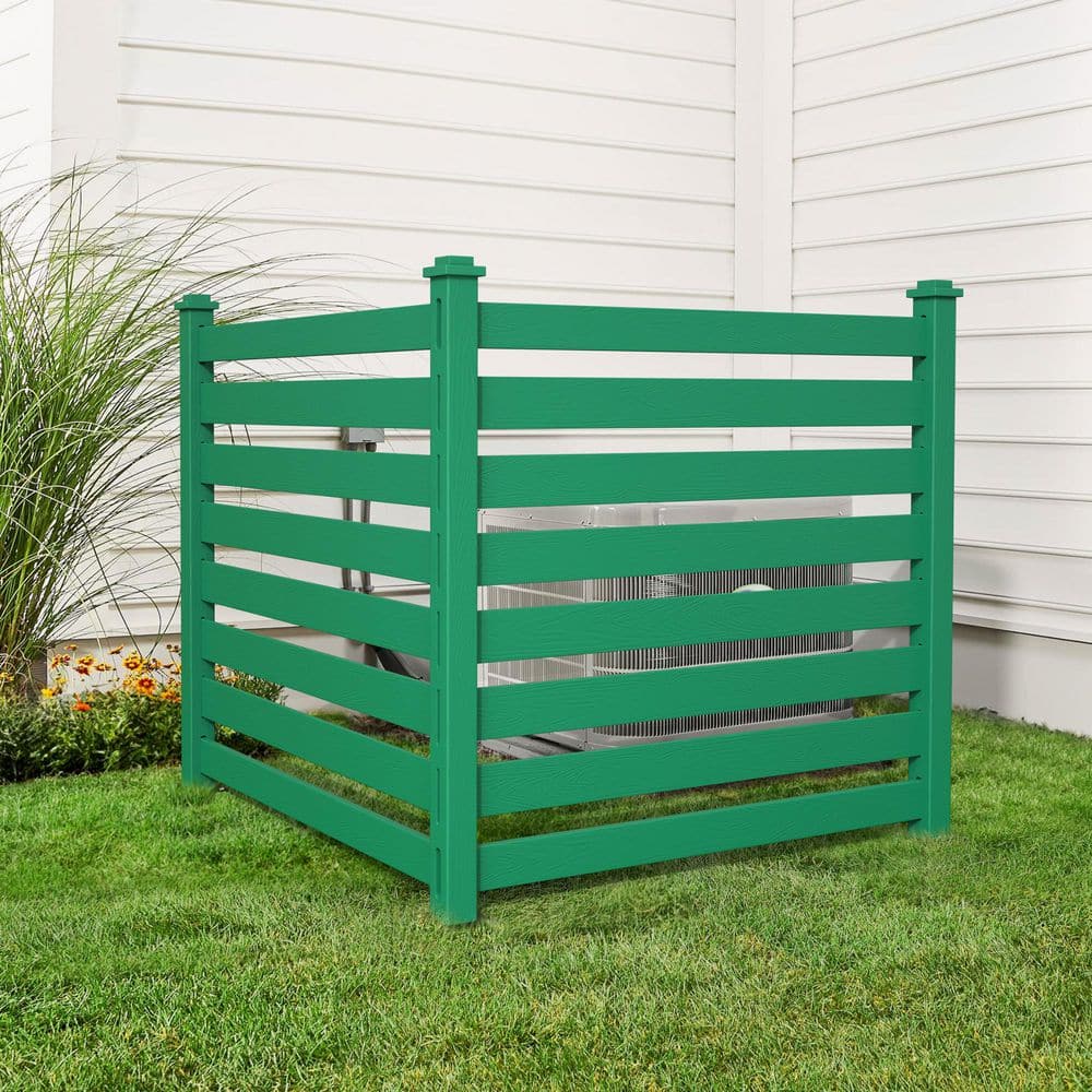LUE BONA Ares 38 in. x 46 in. Green Garden Fence W/Post And No-Dig ...