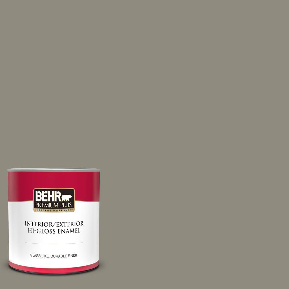 BEHR PREMIUM PLUS 1 qt. #MQ6-25 Pavement Gray Hi-Gloss Enamel Interior ...