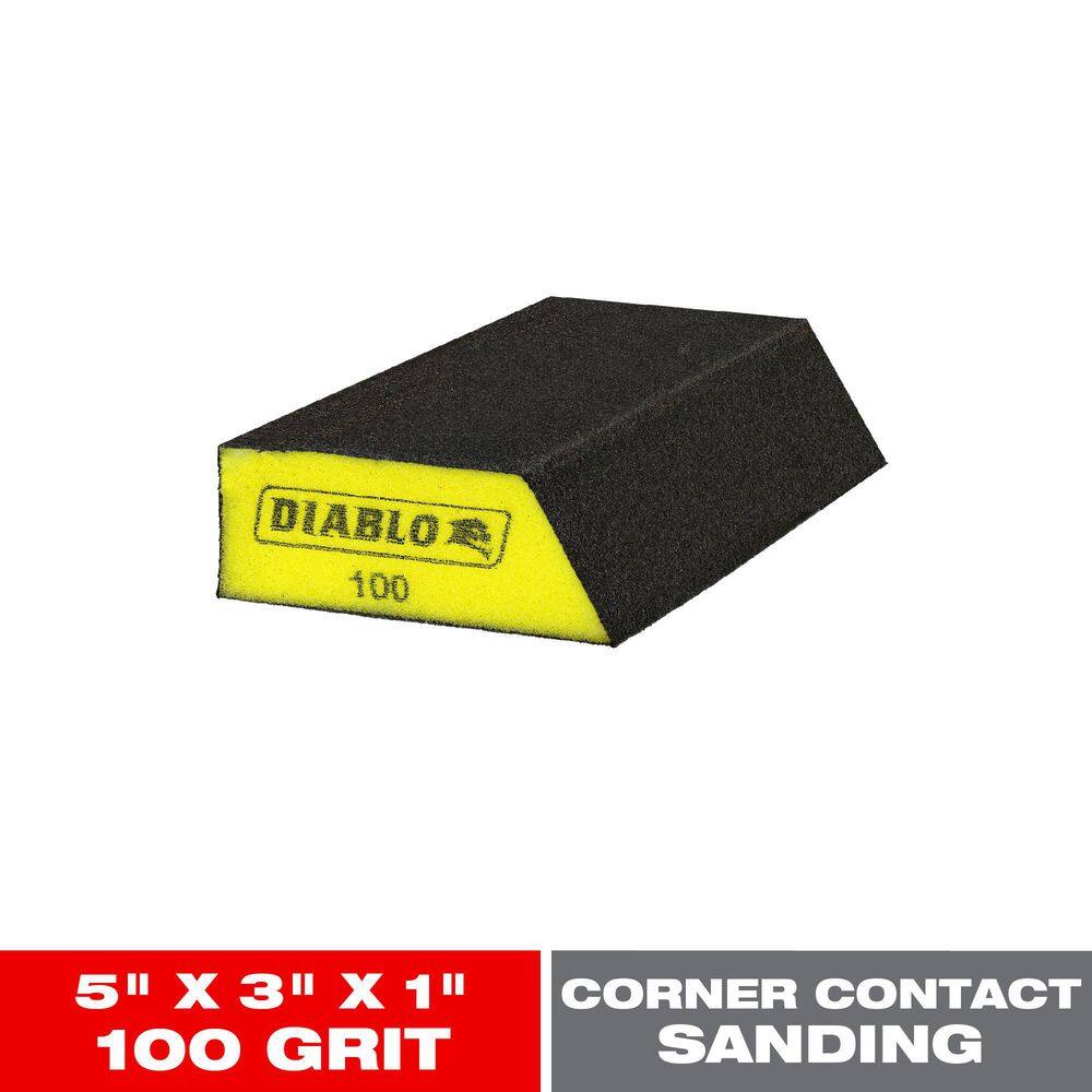 DIABLO 5 in. x 3 in. x 1 in. 100-Grit Corner Contact Sanding Sponge for ...
