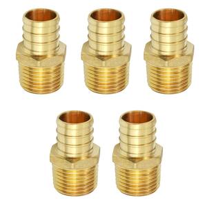 PLUMBFLEX 3/4 in. Brass PEX Barb x 1 in. Male Pipe Thread Adapter Fitting (5-Pack) 34105EPMA ...