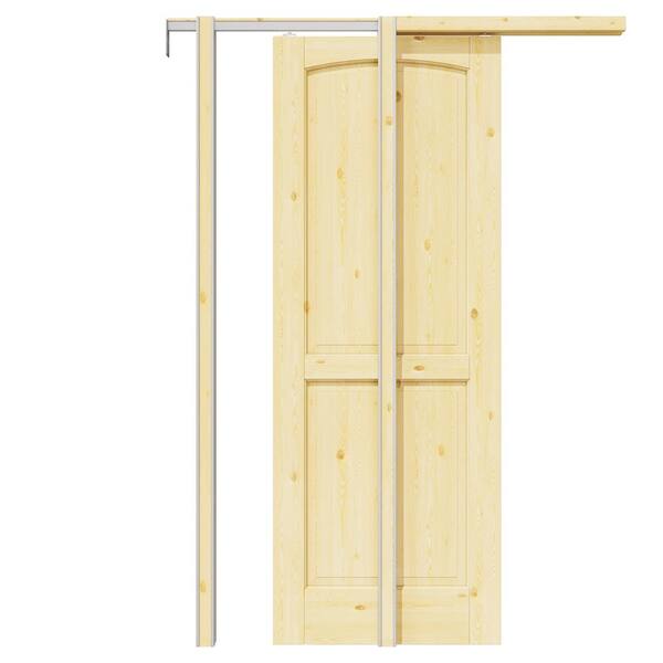 ARK DESIGN 30 in. x 80 in. Arch 2-Panel Unfinished Solid Core Pine Wood ...