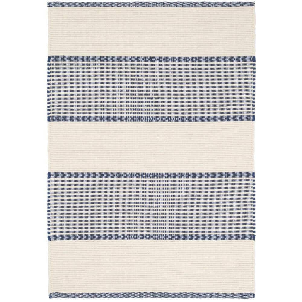 DASH & ALBERT La Mirada Handwoven Cotton Navy 10 ft. x 14 ft. Indoor ...